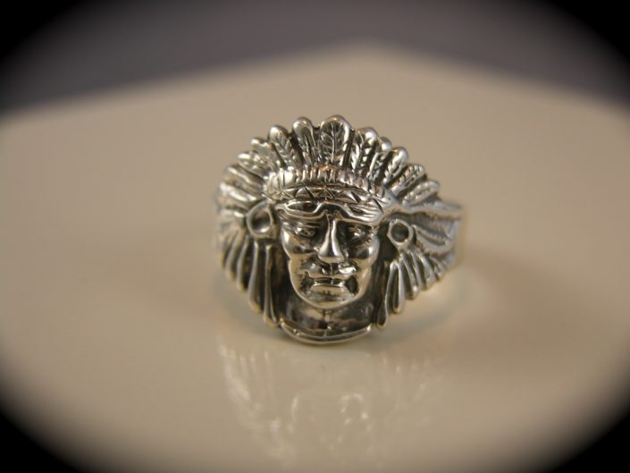 Sterling Silver Medium Indian Chief Head Ring