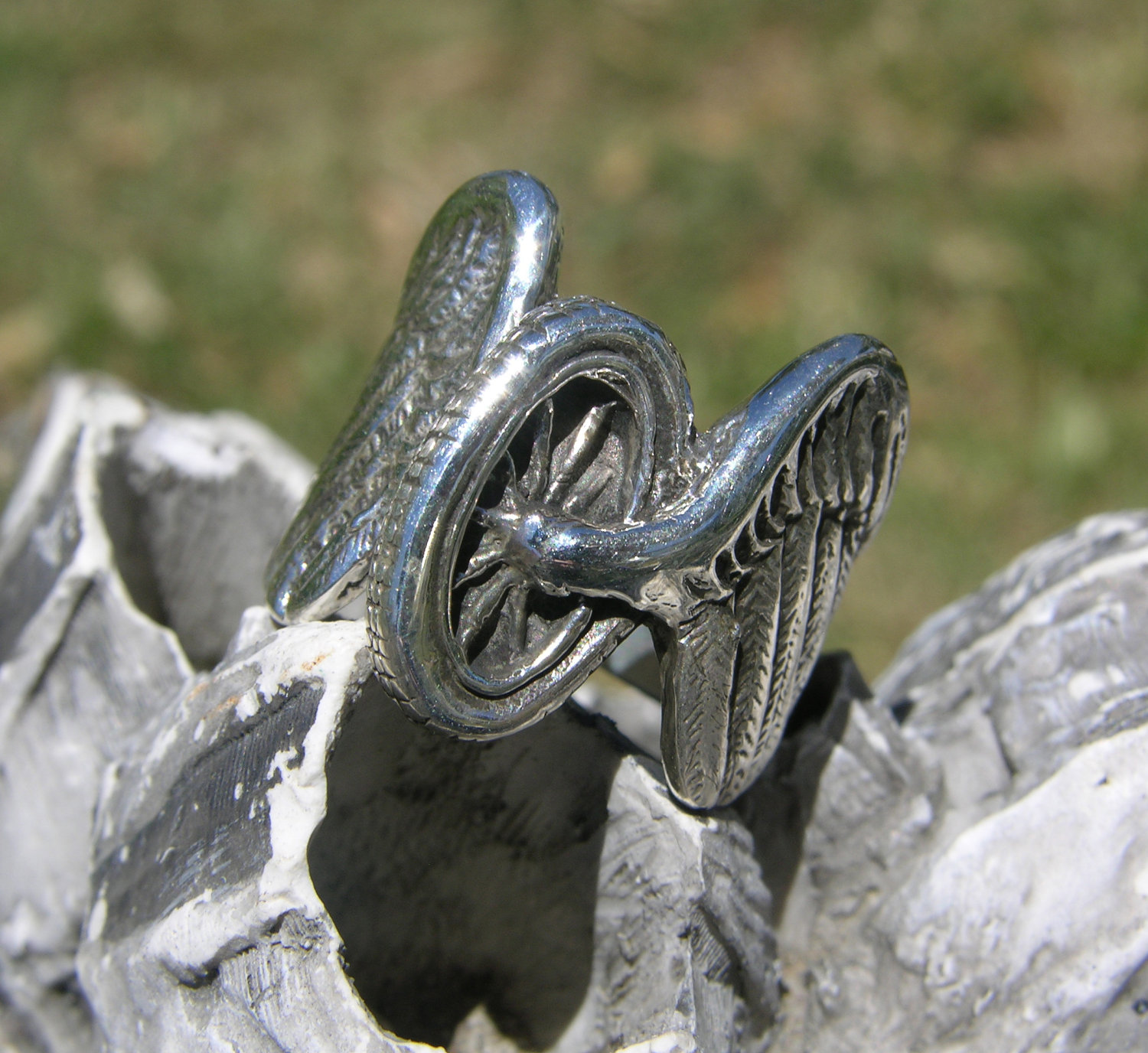 Sterling Flying Wheel Ring - Freedom Jewelry USA