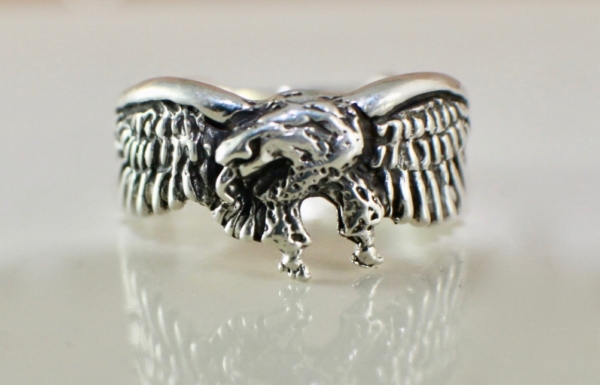 Size 9, Eagle Ring, Eagle Band, Sterling Silver, Eagle Jewelry, Nature ...