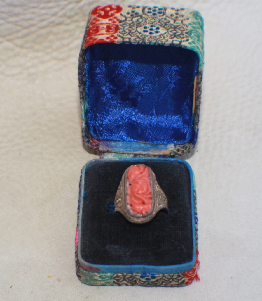 Antique Sterling Silver Chinese Vermeil Filigree Carved Flower Natural ...